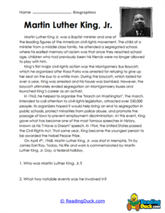 Biography Worksheets | Reading Skills | Reading Duck.com