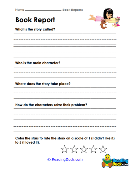 Book Report Worksheets | Reading Skills | Reading Duck.com