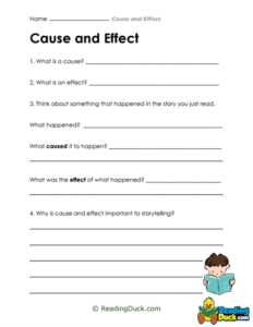 Cause and Effect Worksheets | Reading Skills | Reading Duck.com