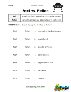 Fact vs Fiction Worksheets | Reading Skills | Reading Duck.com