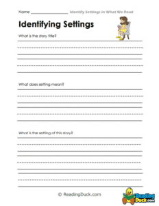 Identify Settings Worksheets | Reading Skills | Reading Duck.com