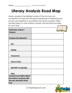Literary Analysis Worksheets | Reading Skills | Reading Duck.com