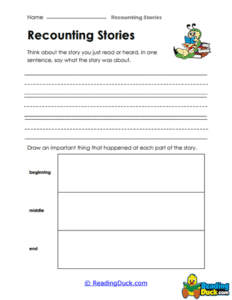 Recounting Stories Worksheets | Reading Skills | Reading Duck.com