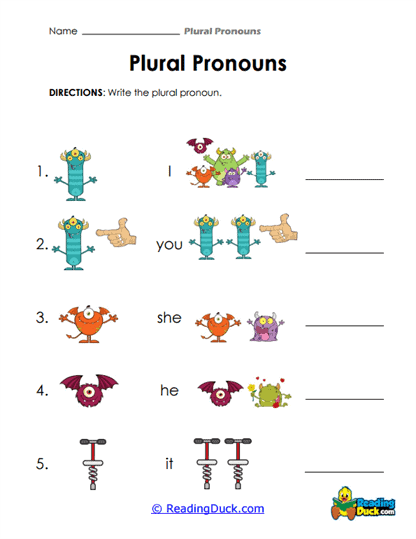 Plural Pronoun Worksheets | Grammar Skills | Reading Duck.com
