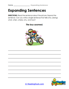 Expanding Sentences Worksheets | Writing Series | Reading Duck.com