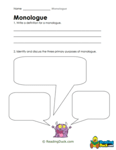 Monologue Worksheets | Reading Duck.com
