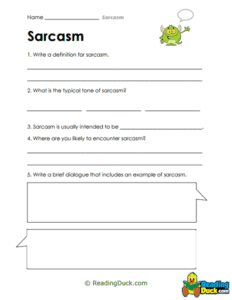 Sarcasm Worksheets | Literary Devices | Reading Duck.com
