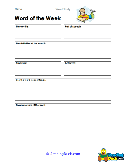 Word Study Worksheets | Vocabulary Series | Reading Duck.com