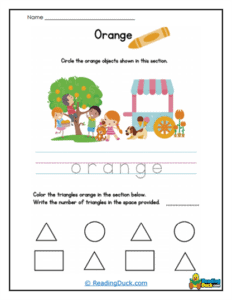 Color Orange Worksheets | Reading Duck.com