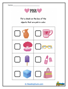 Color Pink Worksheets | Reading Duck.com