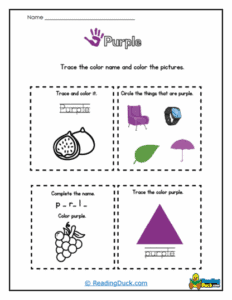 Color Purple Worksheets | Reading Duck.com