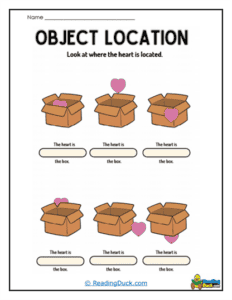 Object Location Worksheets | Position Words | Reading Duck.com