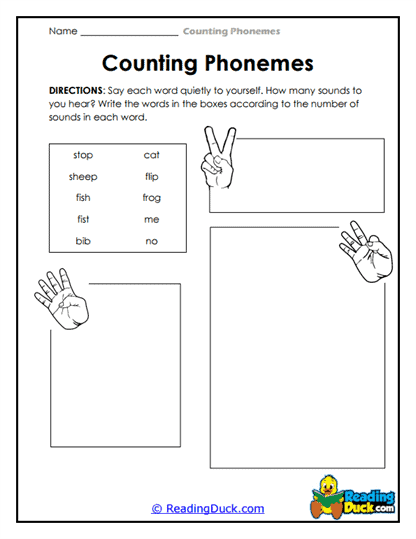Counting Phonemes Worksheets | Phonics Skills | Reading Duck.com