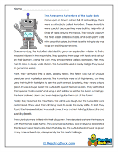 au Reading Passages Worksheets | Vowel Teams | Reading Duck.com