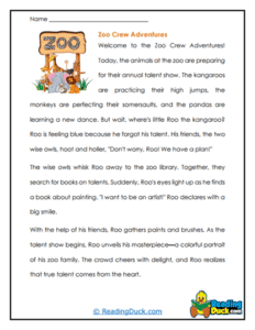 oo Reading Passages Worksheets | Vowel Teams | Reading Duck.com