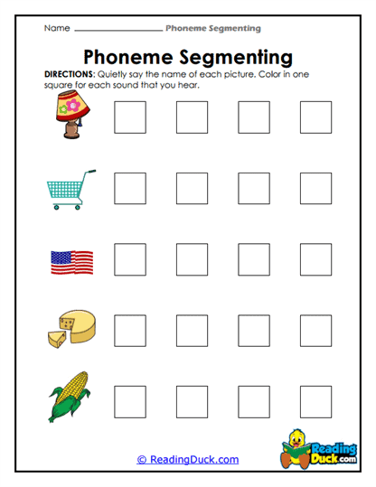 Phoneme Segmenting Worksheets | Phonics Skills | Reading Duck.com