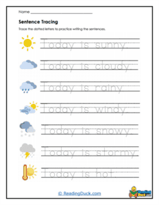 Sentence Tracing Worksheets | Handwriting Series | Reading Duck.com