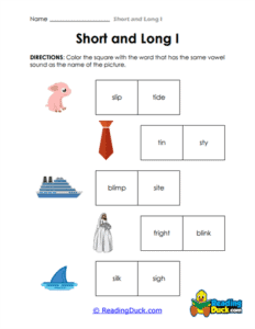 Short and Long I Worksheets | Phonics Skills | Reading Duck.com