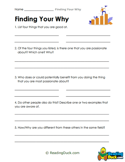 Find Your Why Worksheets | Reading Duck.com