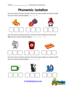 Phonemic Awareness Worksheets | Phonics Skills | Reading Duck.com