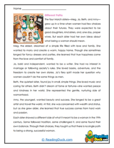 Literature Inspired Worksheets | Reading Duck.com