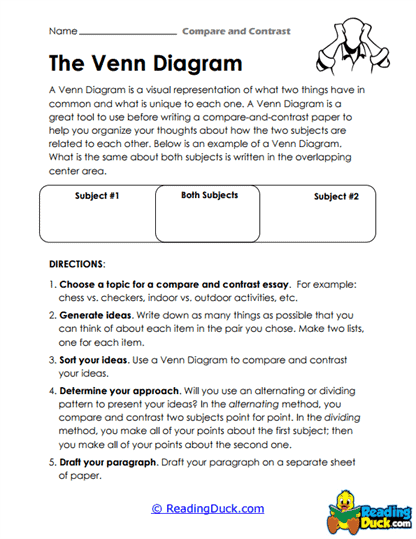 Compare and Contrast Worksheets | Reading | Reading Duck.com