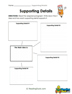 Supporting Details Worksheets | Reading Skills | Reading Duck.com