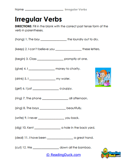 Irregular Verb Worksheets | Grammar Skills | Reading Duck.com