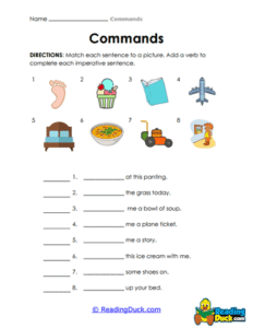 Command Worksheets | Writing Series | Reading Duck.com