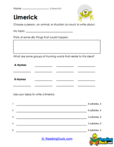Limerick Worksheets | Reading Duck.com