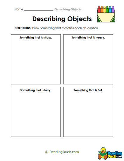 Describing Objects Worksheets | Writing Series | Reading Duck.com