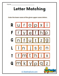 Matching Case of Letters Worksheets | Pre-Reading Series | Reading Duck.com