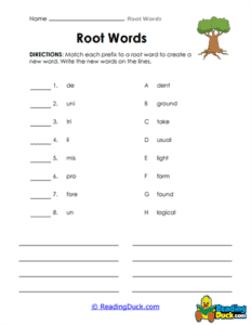 Root Words Worksheets | Vocabulary Series | Reading Duck.com