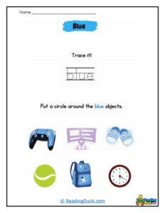 Color Blue Worksheets | Reading Duck.com