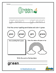 Color Green Worksheets