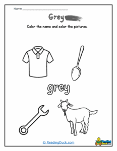 Color Grey Worksheets | Reading Duck.com