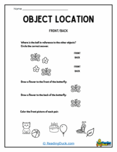 Object Location Worksheets | Position Words | Reading Duck.com