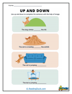 Up or Down Worksheets | Position Words | Reading Duck.com
