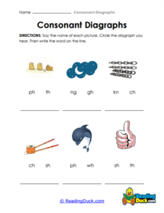 Consonant Digraphs Worksheets | Reading Duck.com