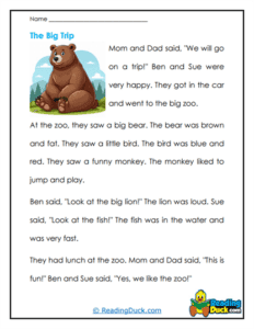 Pre-Primer Sight Word Reading Passages Worksheets | Reading Duck.com
