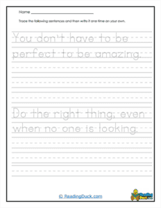 Handwriting Practice Worksheets - Reading Duck.com