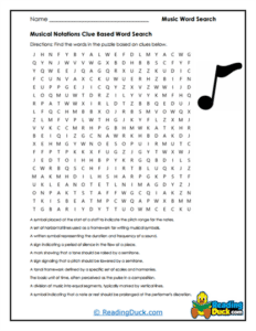 Music Word Searches | Vocabulary Series | Reading Duck.com