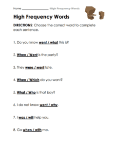 High Frequency Words Worksheets | Reading Duck.com