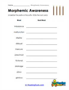 Morphemic Awareness Worksheets | Reading Duck.com