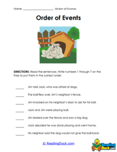 Order of Events Worksheets | Reading Skills | Reading Duck.com