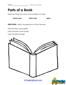 Parts of a Book Worksheets | Print Concept | Reading Duck.com