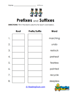 Affix Worksheets | Language Arts | Reading Duck.com
