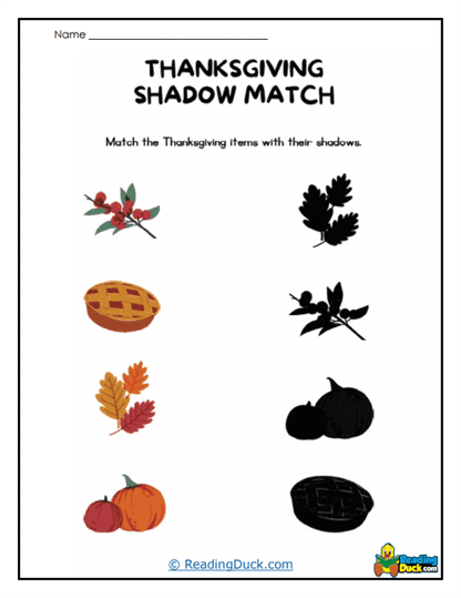 Shadow Matching Worksheets | Print Concept | Reading Duck.com