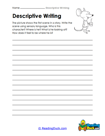 Descriptive Writing Worksheets | Writing Series | Reading Duck.com