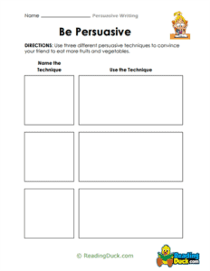 Persuasive Writing Worksheets | Reading Duck.com